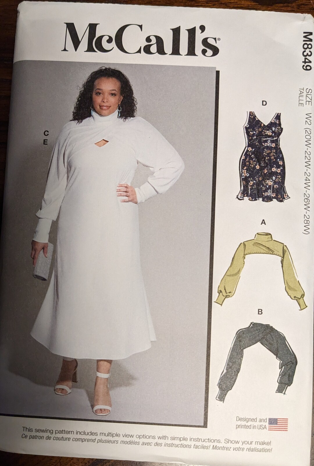 Uncut Mccall's Sewing Pattern #M8349 for Women's Plus Size Dress and Shrugs Sizes Available 20W ...