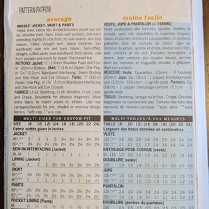 Uncut Butterick Sewing Pattern #5750 for Misses' Jacket, Skirt and ...