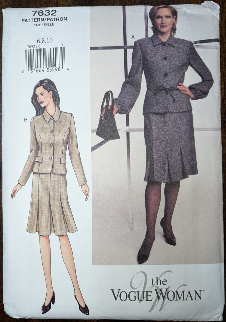 Uncut Vogue Sewing Pattern #7632 for Misses' Top and Skirt. Sizes 6-10 ...