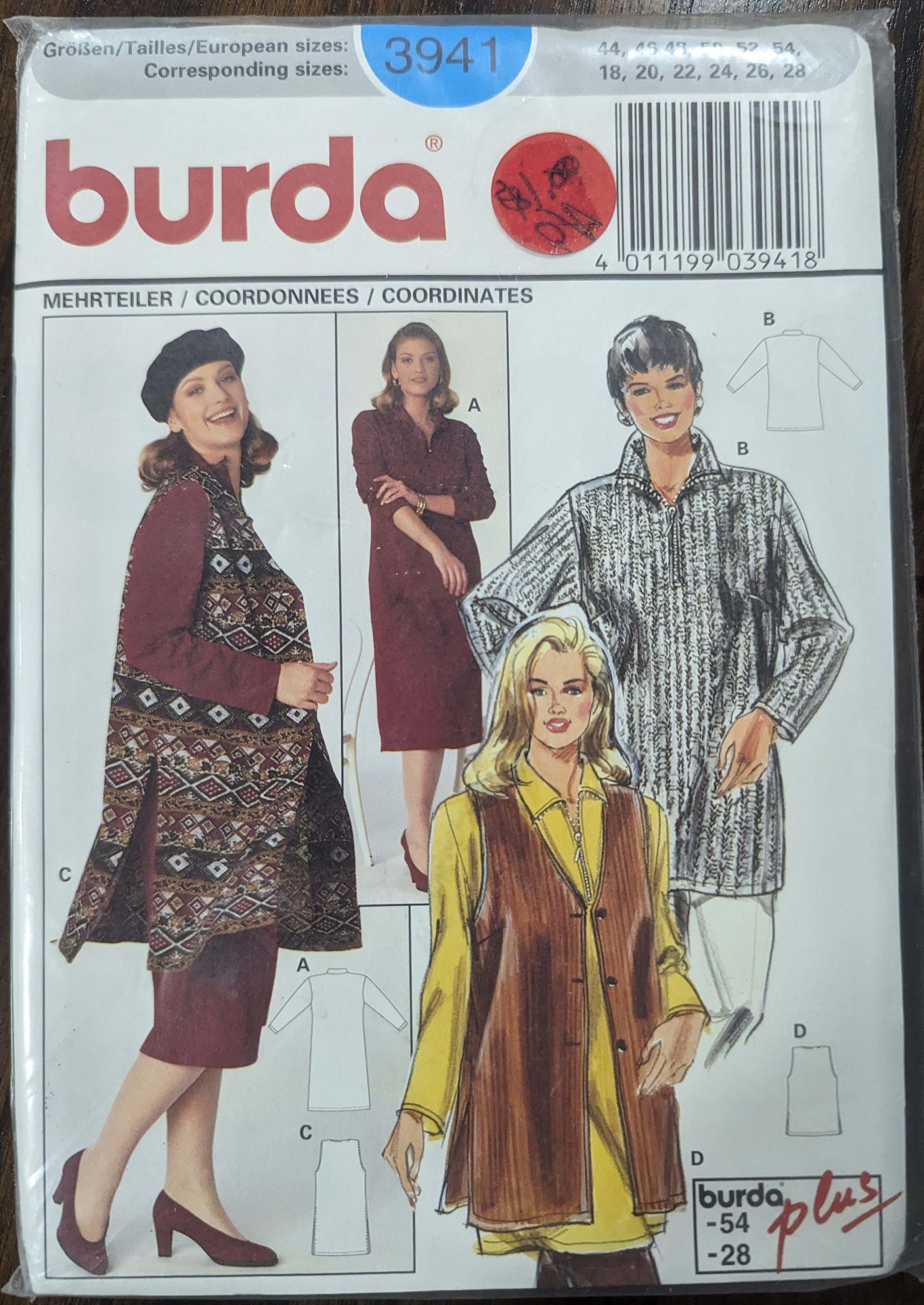 Uncut Burda Sewing Pattern 3941 for Misses Plus Size - Etsy