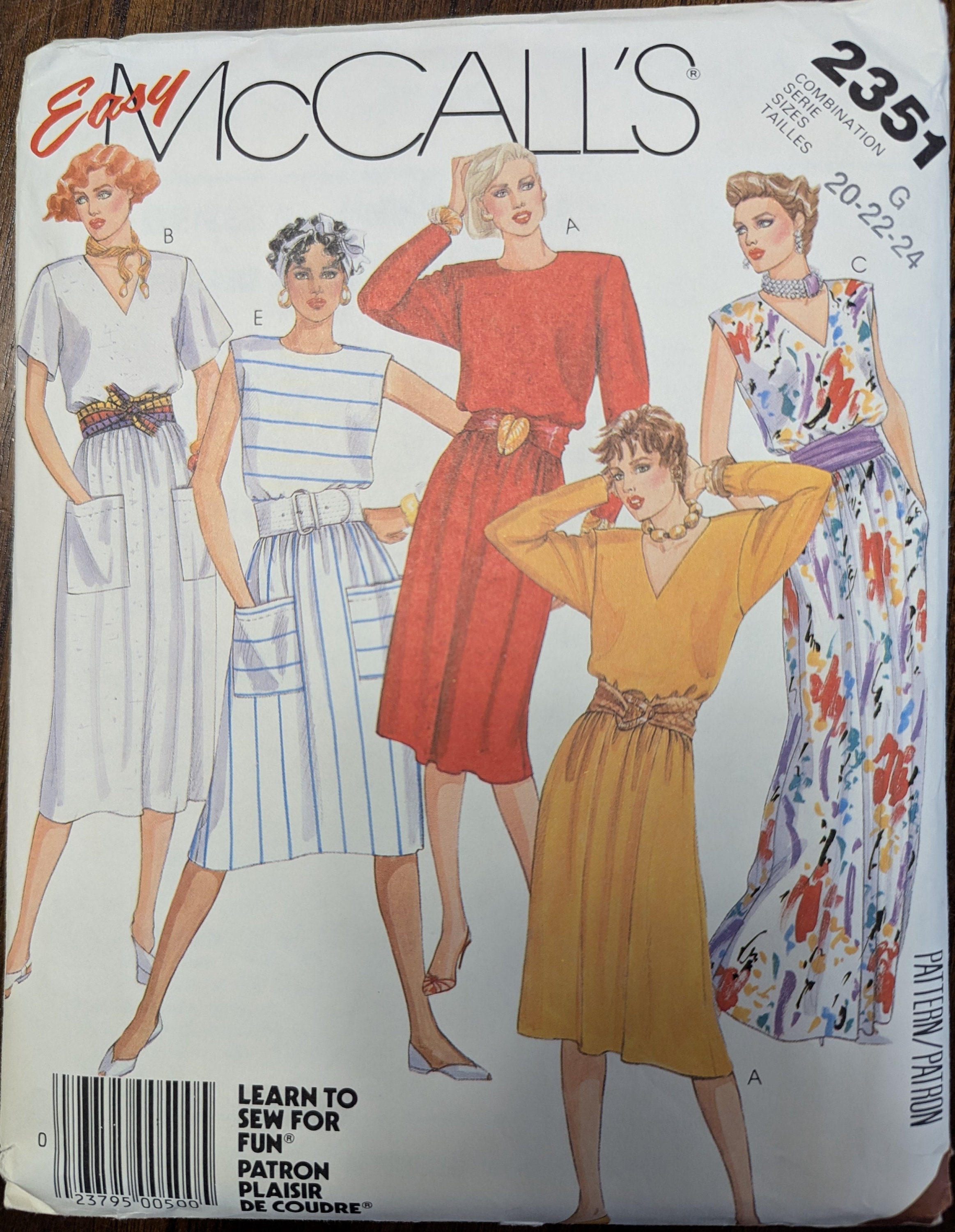 Uncut Mccall's Sewing Pattern #2351 for Misses' Plus Size Dress With ...