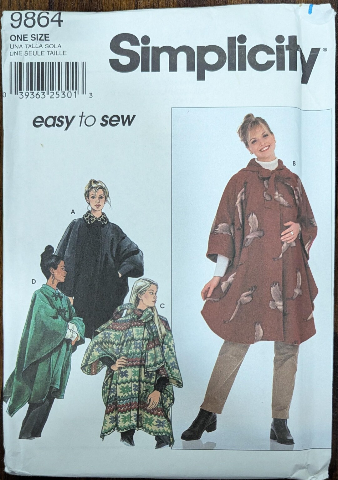 Uncut Simplicity Sewing Pattern #9864 for Misses' Cape With 4 ...