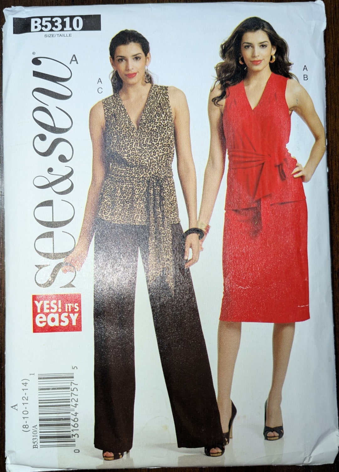 Uncut See & Sew Sewing Pattern #B5310 for Misses' Top, Sash, Skirt and ...