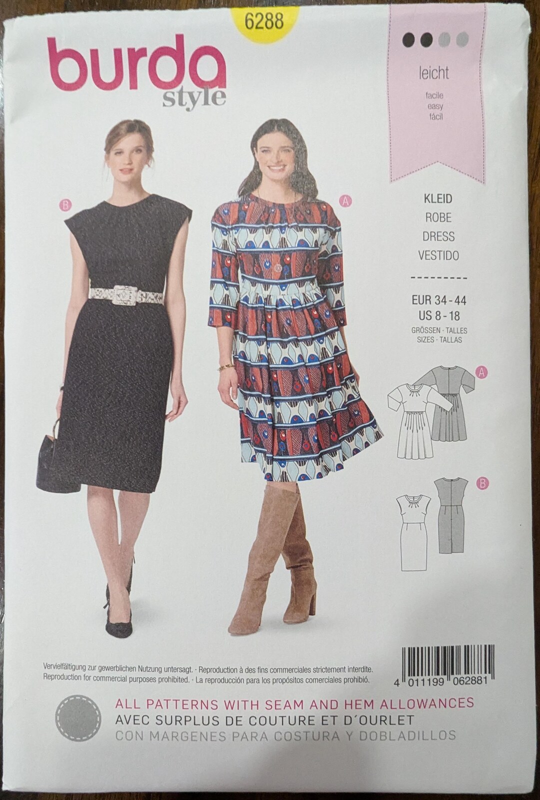 Uncut Burda Sewing Pattern #6288 for Misses and Misses' Plus Size Dress ...