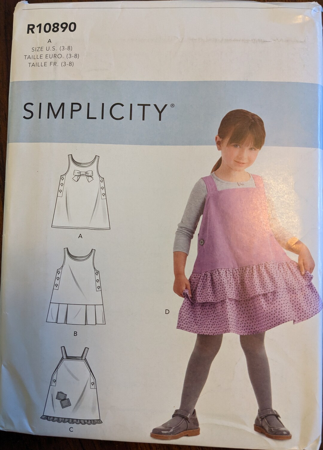 Uncut Simplicity Sewing Pattern #R10890 for Children's Jumpers With 4 ...