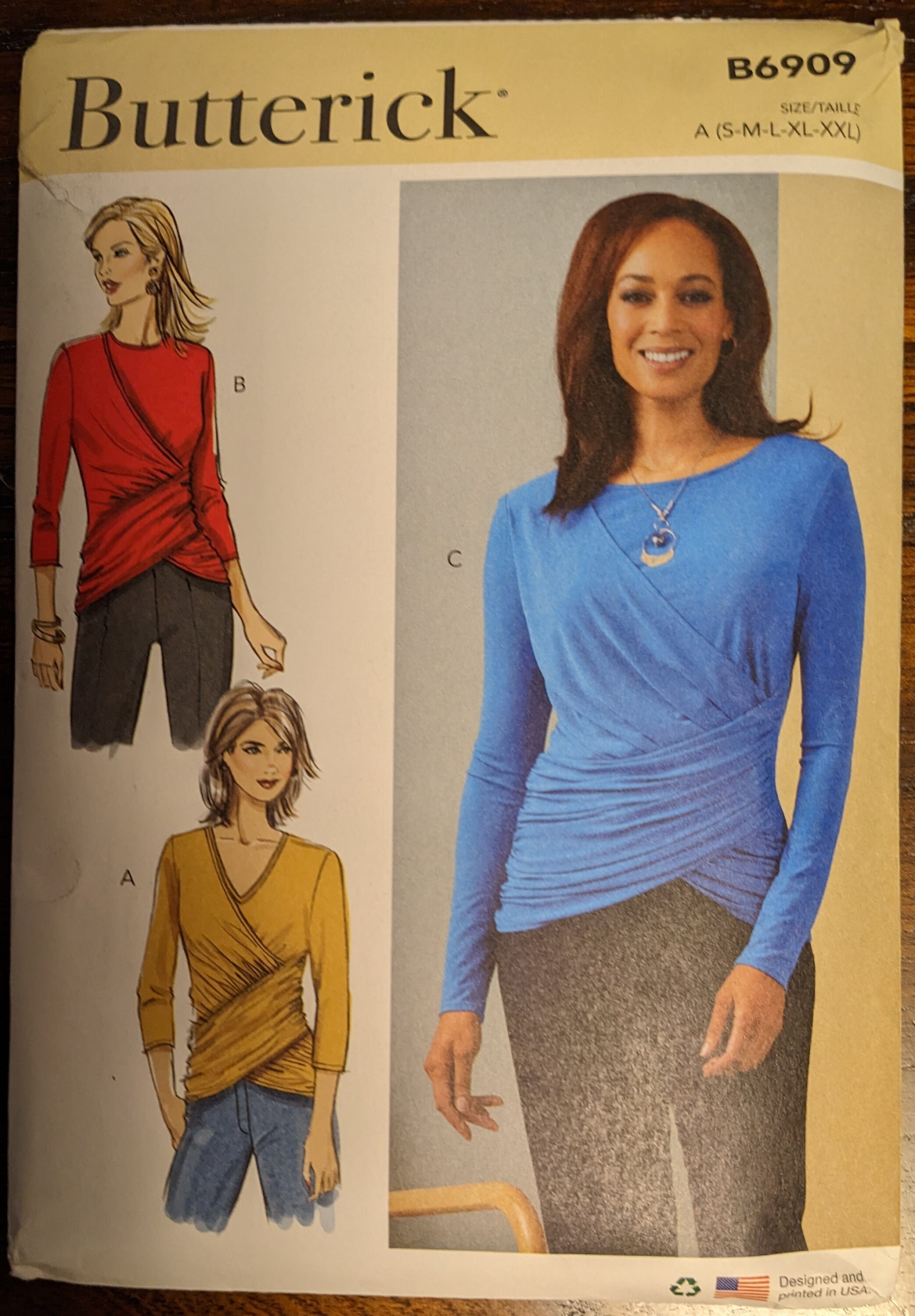 Uncut Butterick Sewing Pattern B6909 for Misses' Knit Top With 2 ...