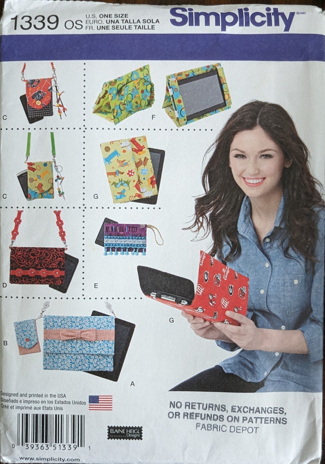 Uncut Simplicity Sewing Pattern #1339 for Covers for Tablet, E-reader ...