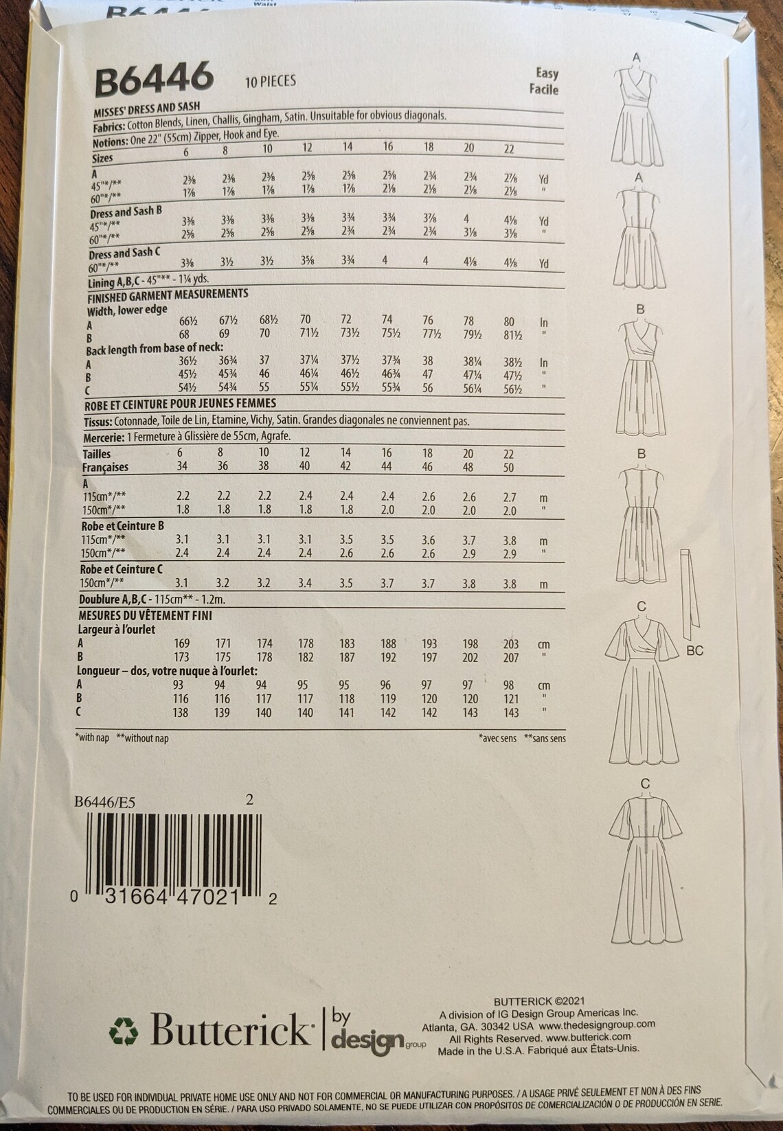 Uncut Butterick Sewing Pattern B6446 for Misses and Plus Size - Etsy