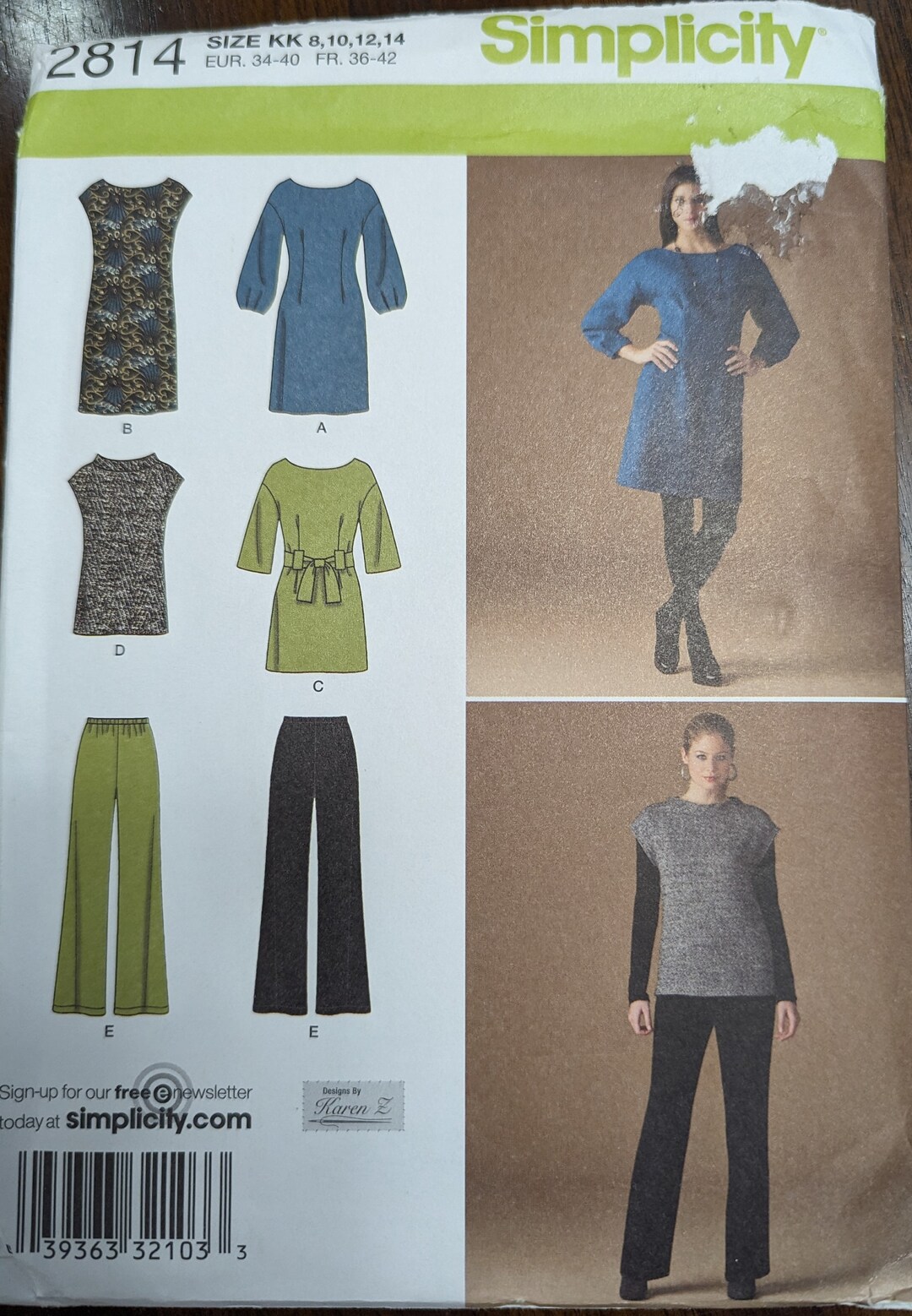 Uncut Simplicity Sewing Pattern #2814 for Misses Petitie Dress, Tunic ...