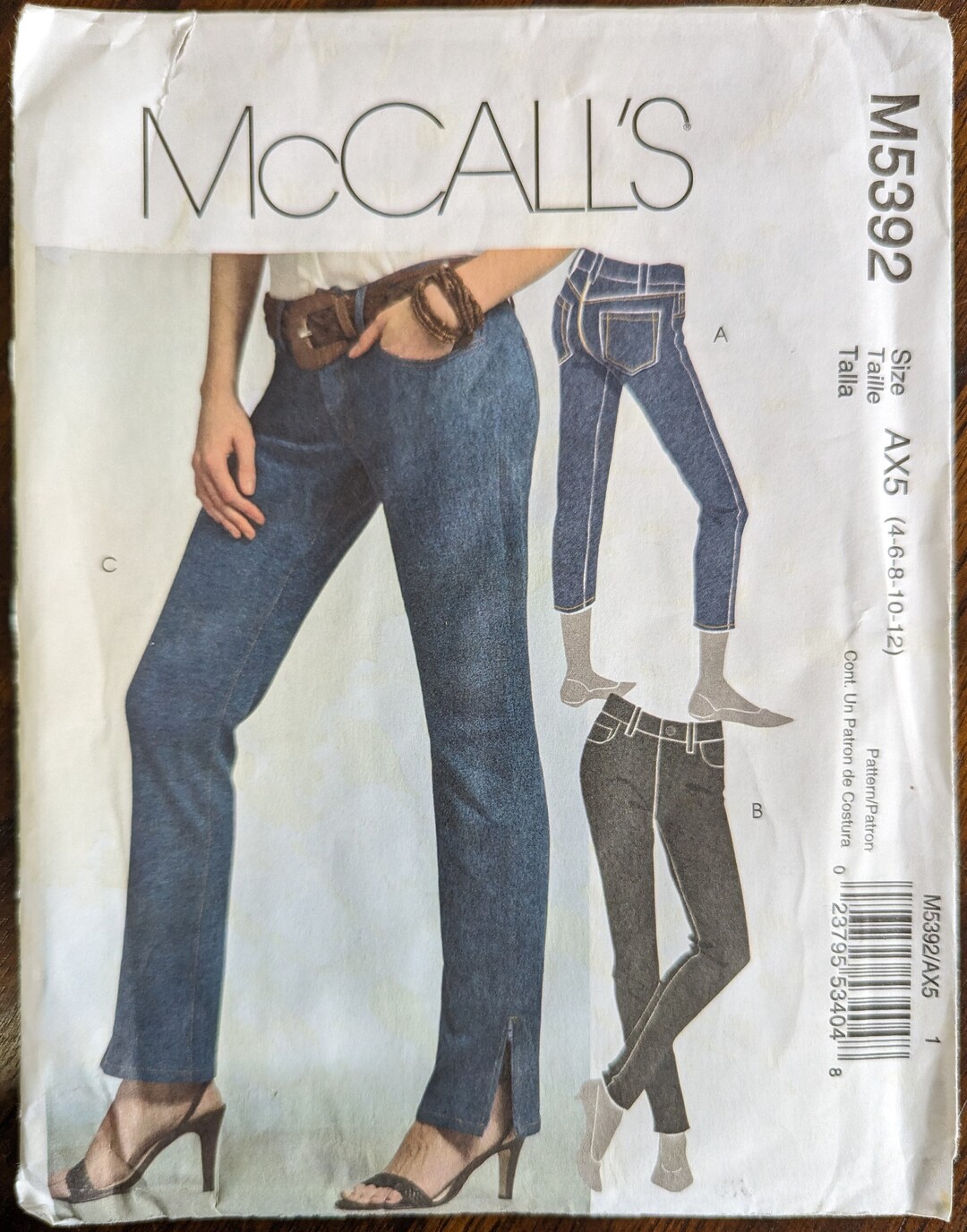 Uncut Mccall's Sewing Pattern #M5392 for Misses and Misses' Plus Size Jeans in 2 Length. Sizes ...
