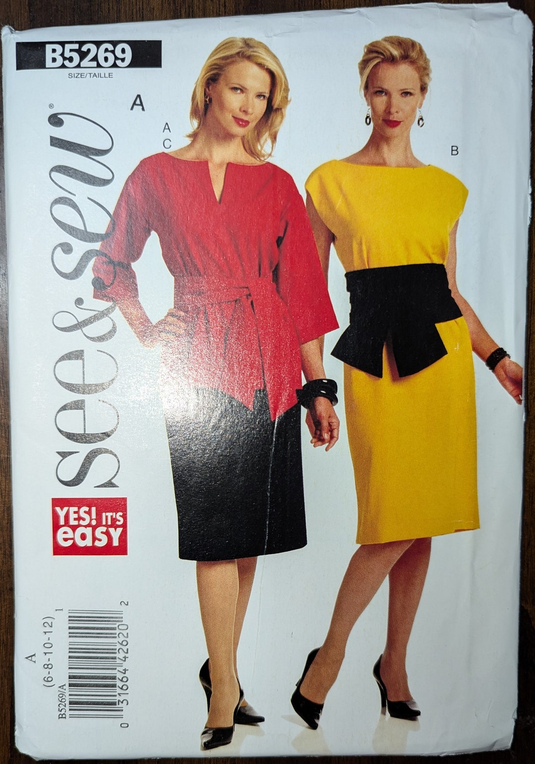 Uncut See & Sew Sewing Pattern #B5269 for Misses' Top, Dress, Sash and ...