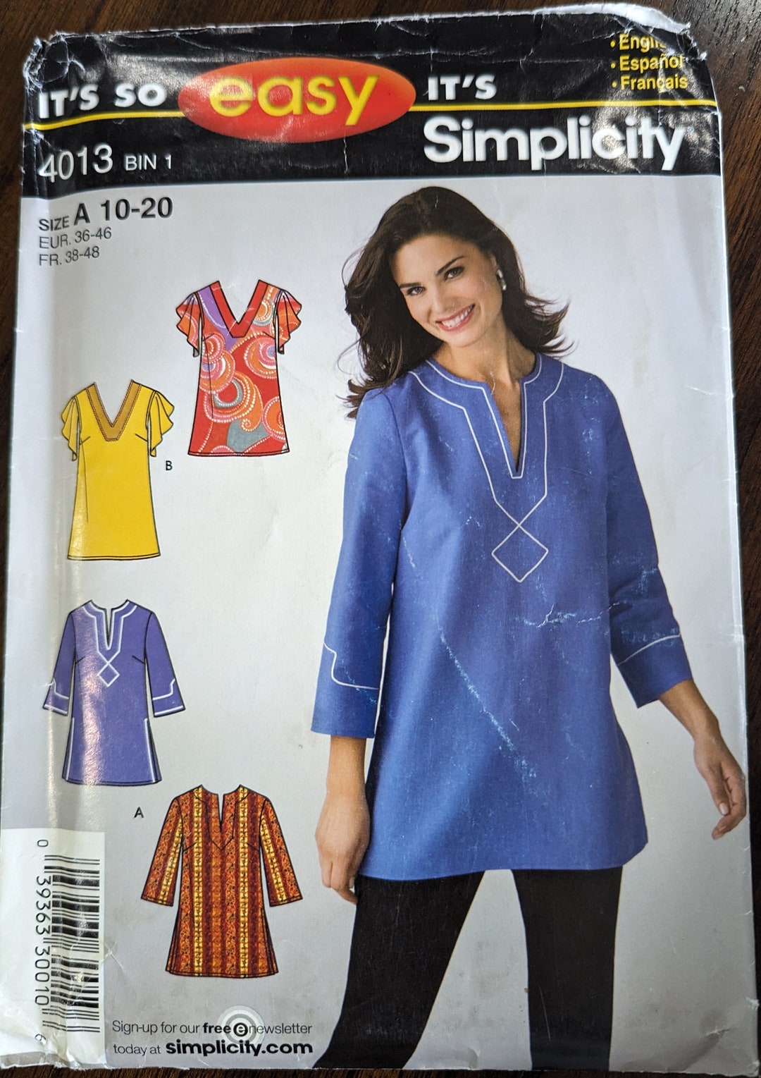 Uncut Simplicity Sewing Pattern #4013 for Misses' and Plus Size Tunic ...