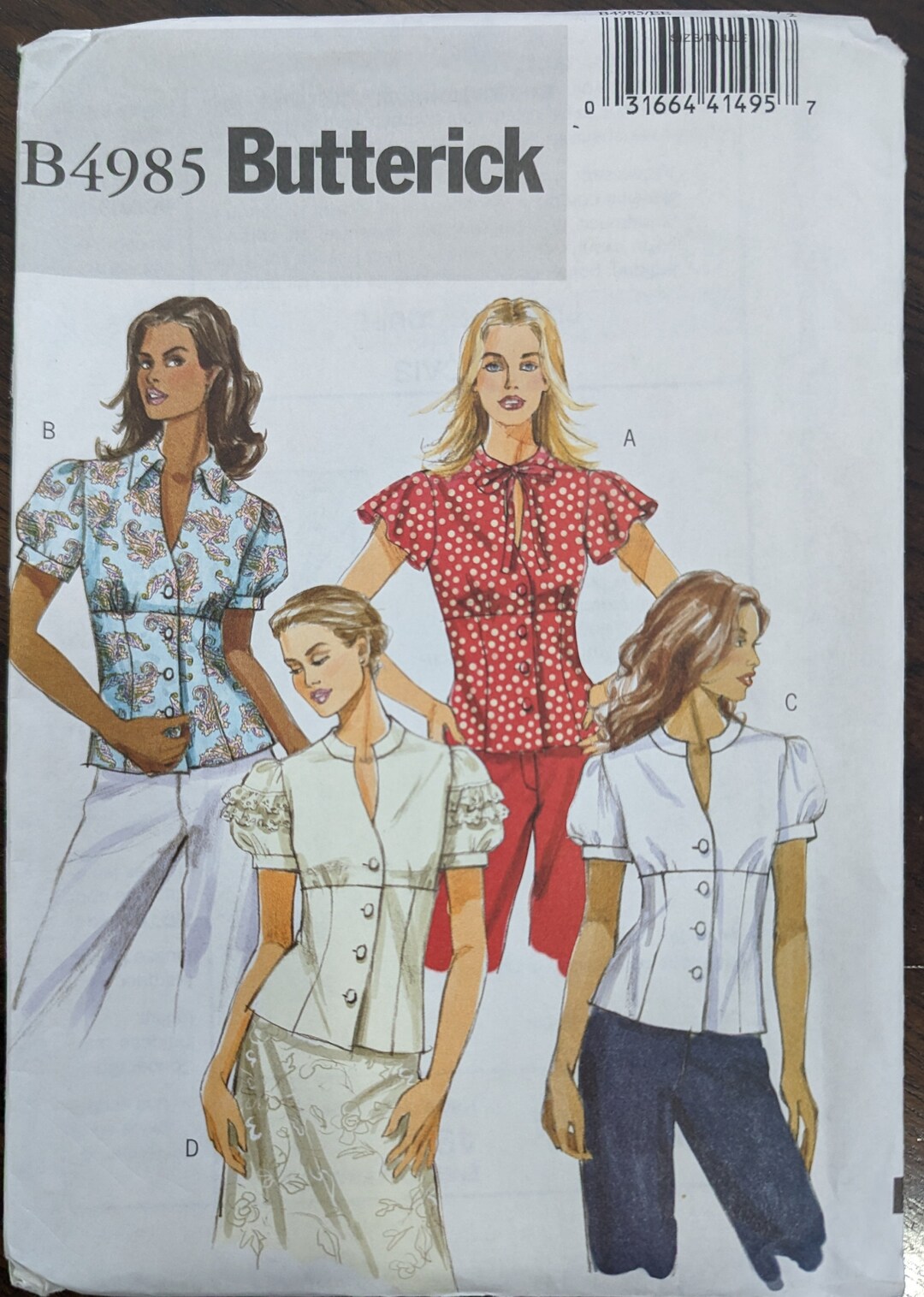 Uncut Butterick Sewing Pattern B4985 for Misses Plus Size Top With 4 ...