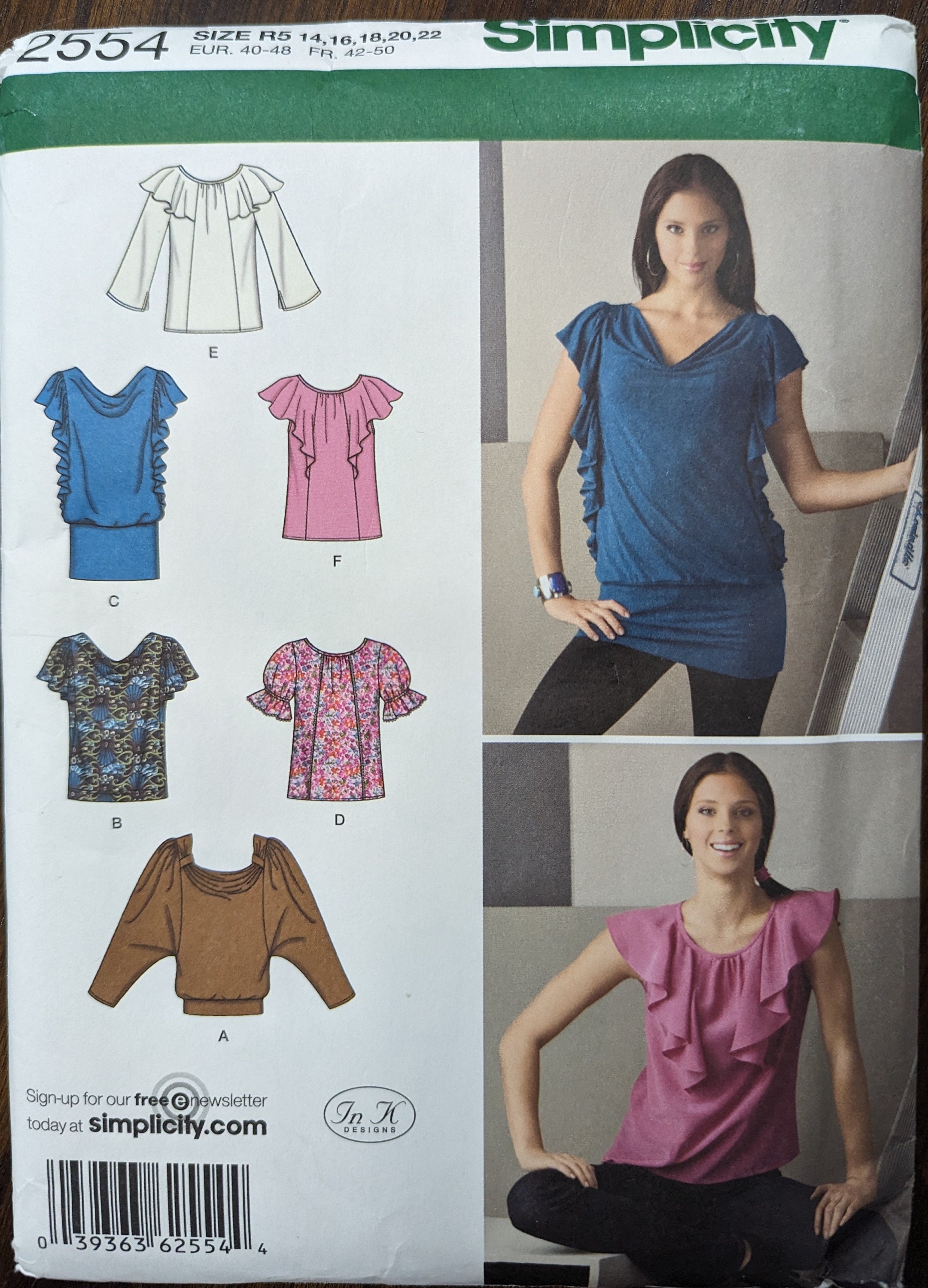Uncut Simplicity Sewing Pattern #2554 for Misses' Plus Size Knit and ...