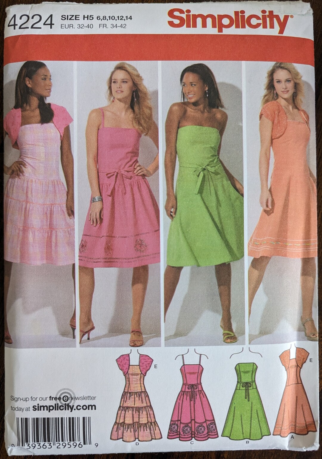 Uncut Simplicity Sewing Pattern #4224 for Misses' Dress With Skirt ...