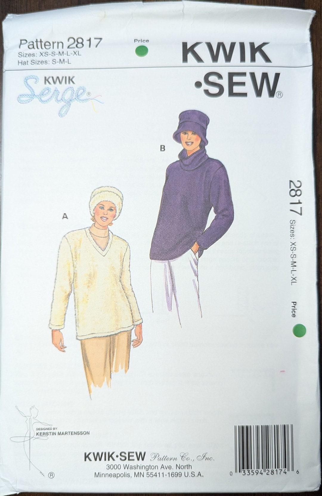 Uncut Kwik Sew Sewing Pattern 2817 for Misses and Misses' Plus Size ...