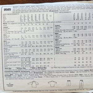 Uncut Mccall's Sewing Pattern #9565 for Misses' Plus Size Jacket, Shirt ...