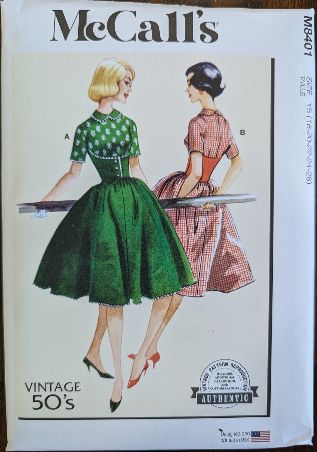 Uncut Mccall's Sewing Pattern M8401 for Misses' Plus Size 50s Vintage ...
