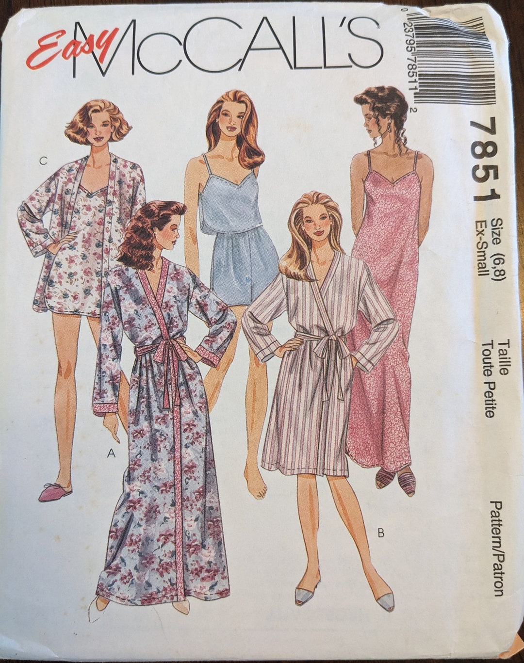Uncut Mccall's Sewing Pattern #7851 for Misses' Sleepwear, Including ...