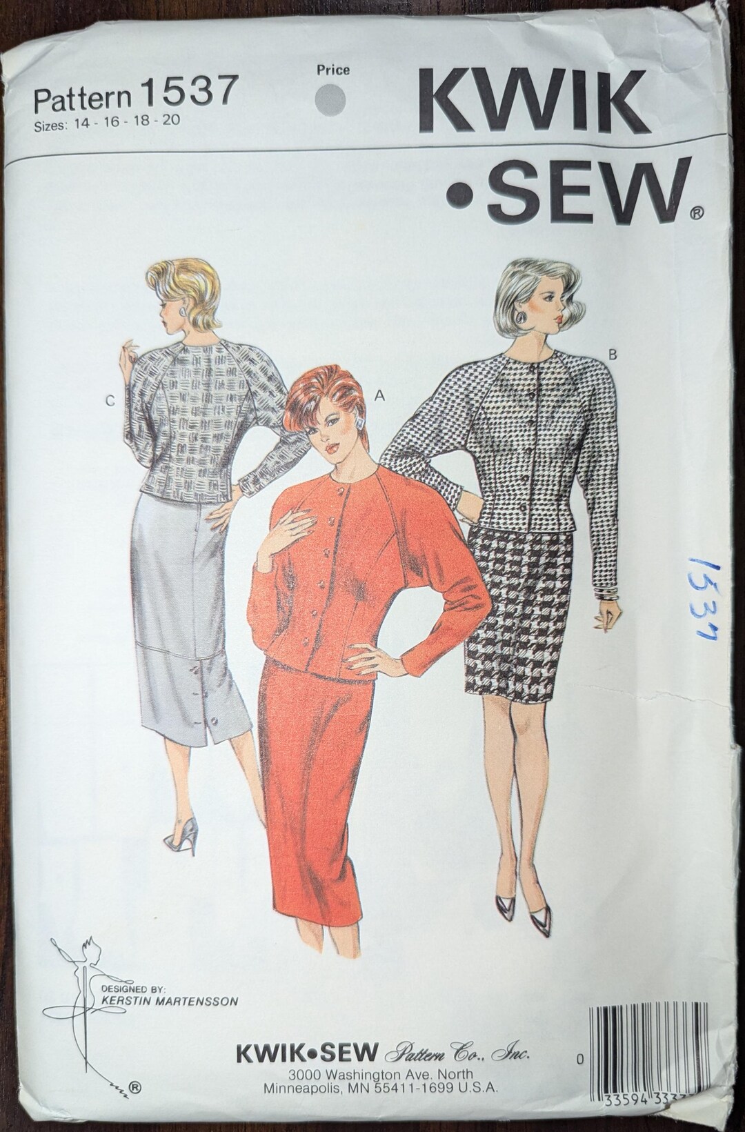Uncut Vintage Kwik Sew Sewing Pattern #1537 for Misses and Misses' Plus ...