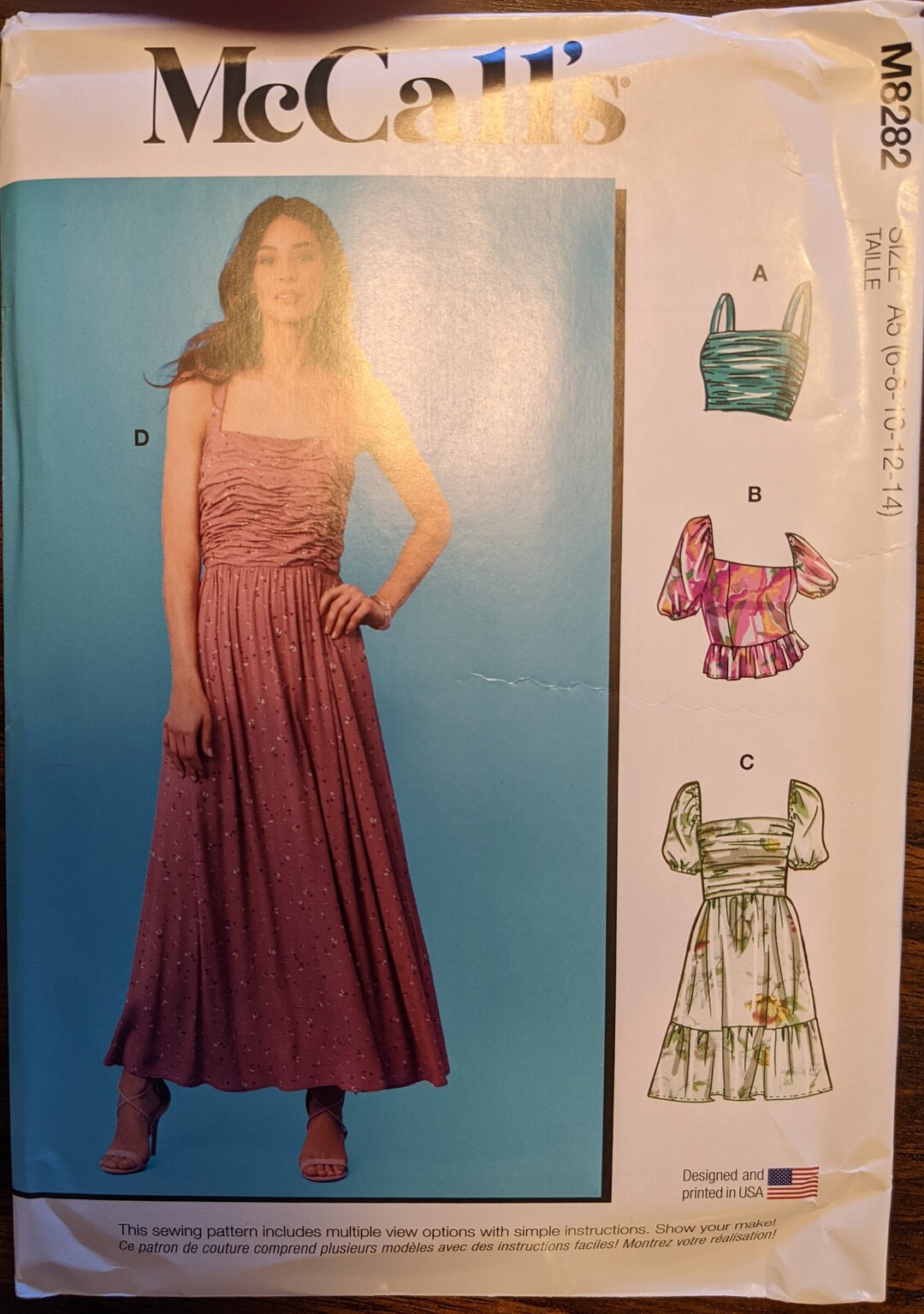 Uncut Mccall's Sewing Pattern #M8282 for Misses Tops and Dresses in 2 ...