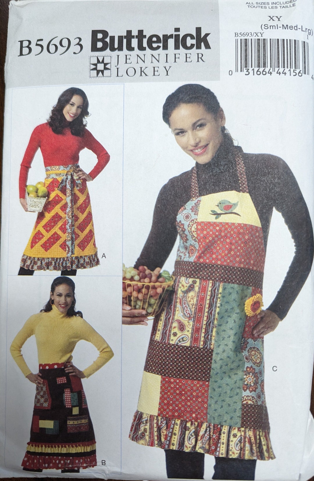 Uncut Butterick Sewing Pattern #B5693 for Reversible Aprons. Sizes S-M ...