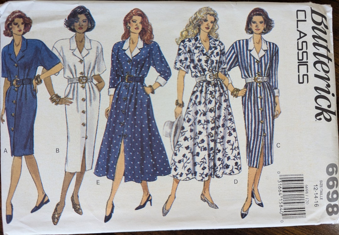 Uncut Butterick Classics Sewing Pattern 6698 for Misses' Dress With 5 ...
