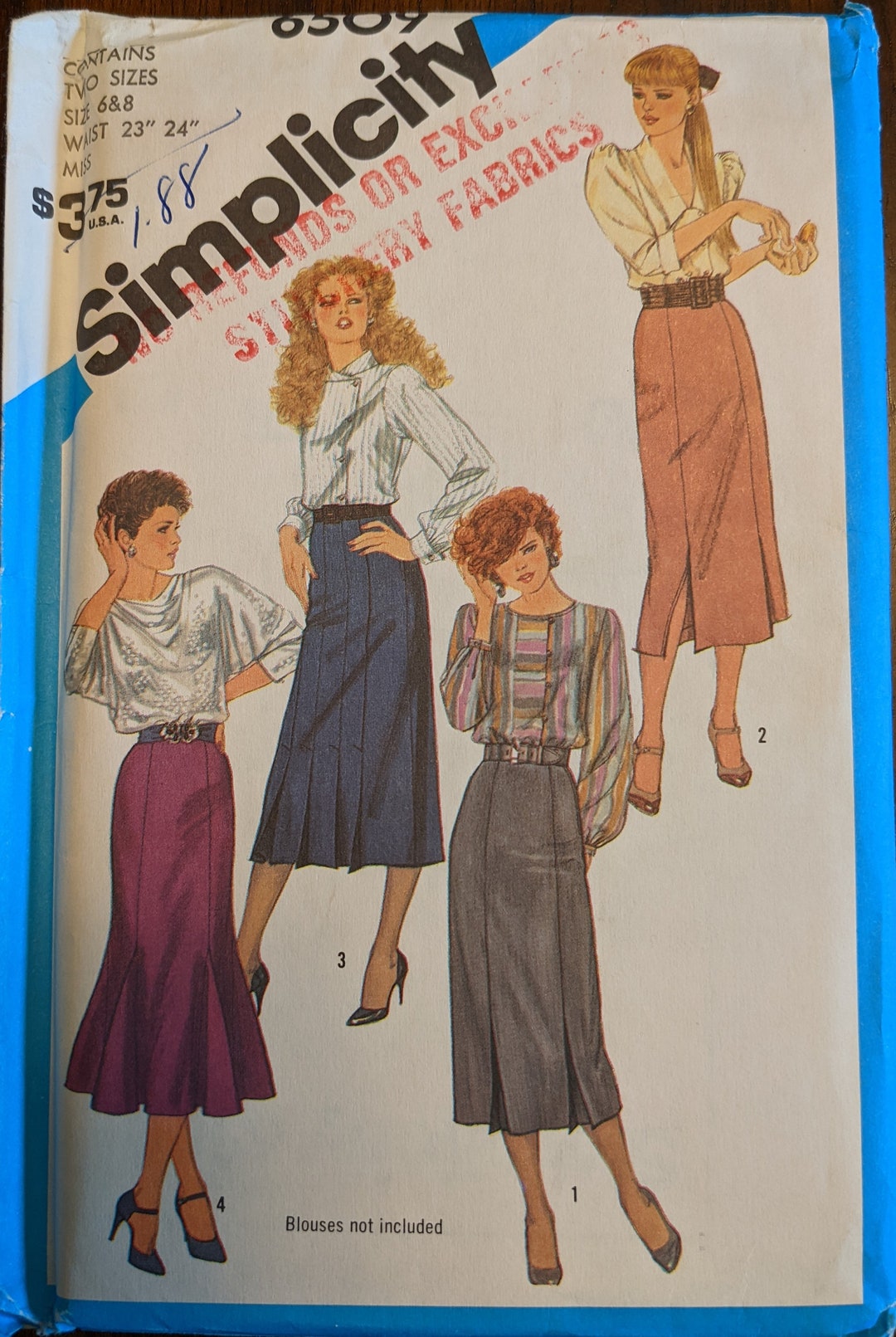 Uncut Vintage (1984) Simplicity Sewing Pattern #6509 for Misses' Skirt ...