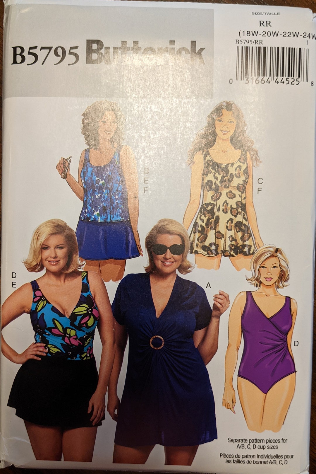 Uncut Butterick Sewing Pattern #B5795 for Women's Plus Size Swimsuit ...