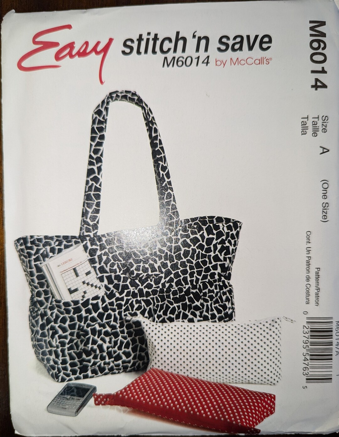 Uncut Stitch N Save Sewing Pattern #M6014 for Tote and Pouch. One Size. - Etsy