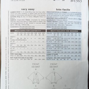 Uncut Butterick Sewing Pattern #B4363 for Women's Wrap With 3 ...