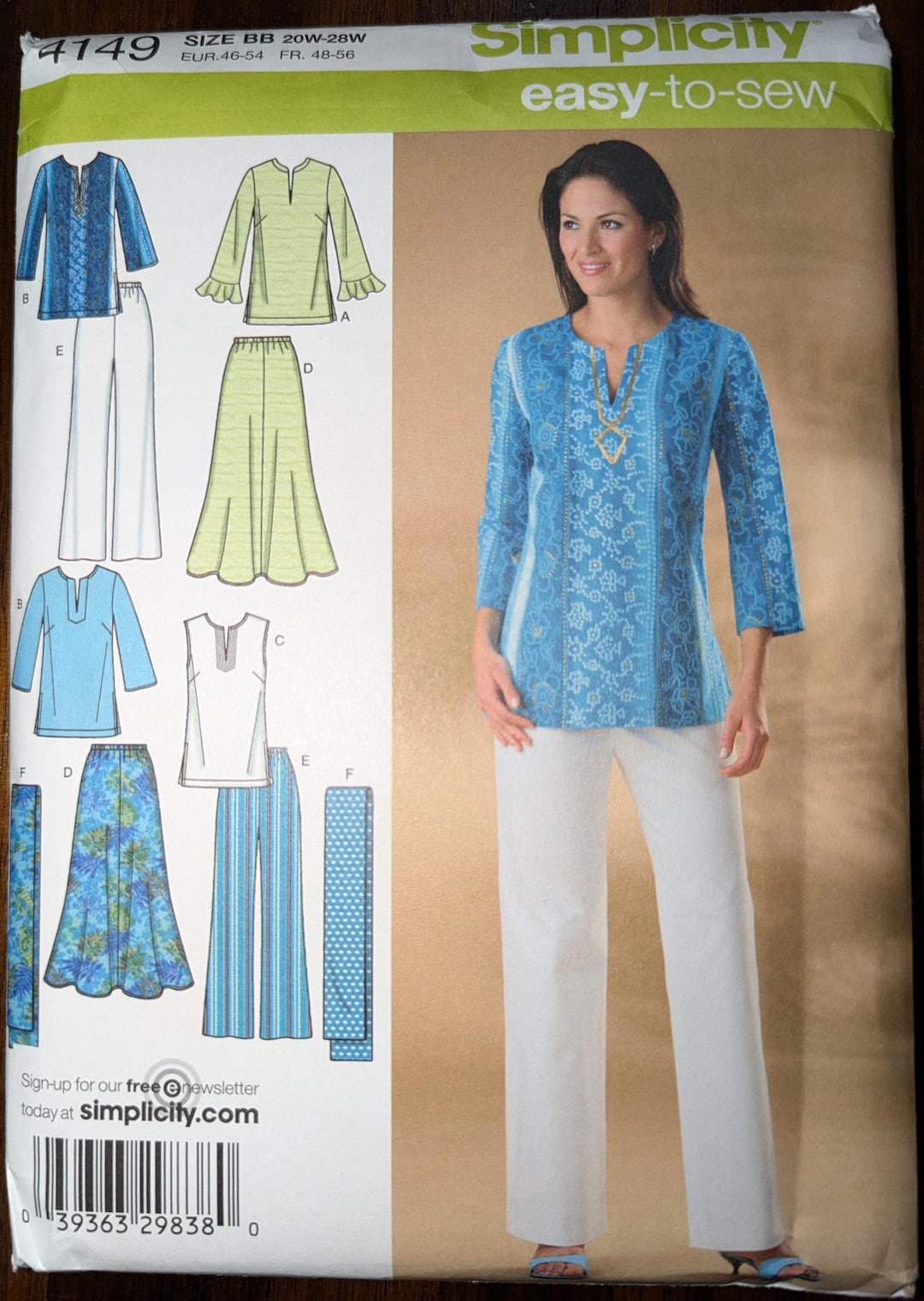Uncut Simplicity Sewing Pattern #4149 for Women's Skirt, Pants, Tunic ...