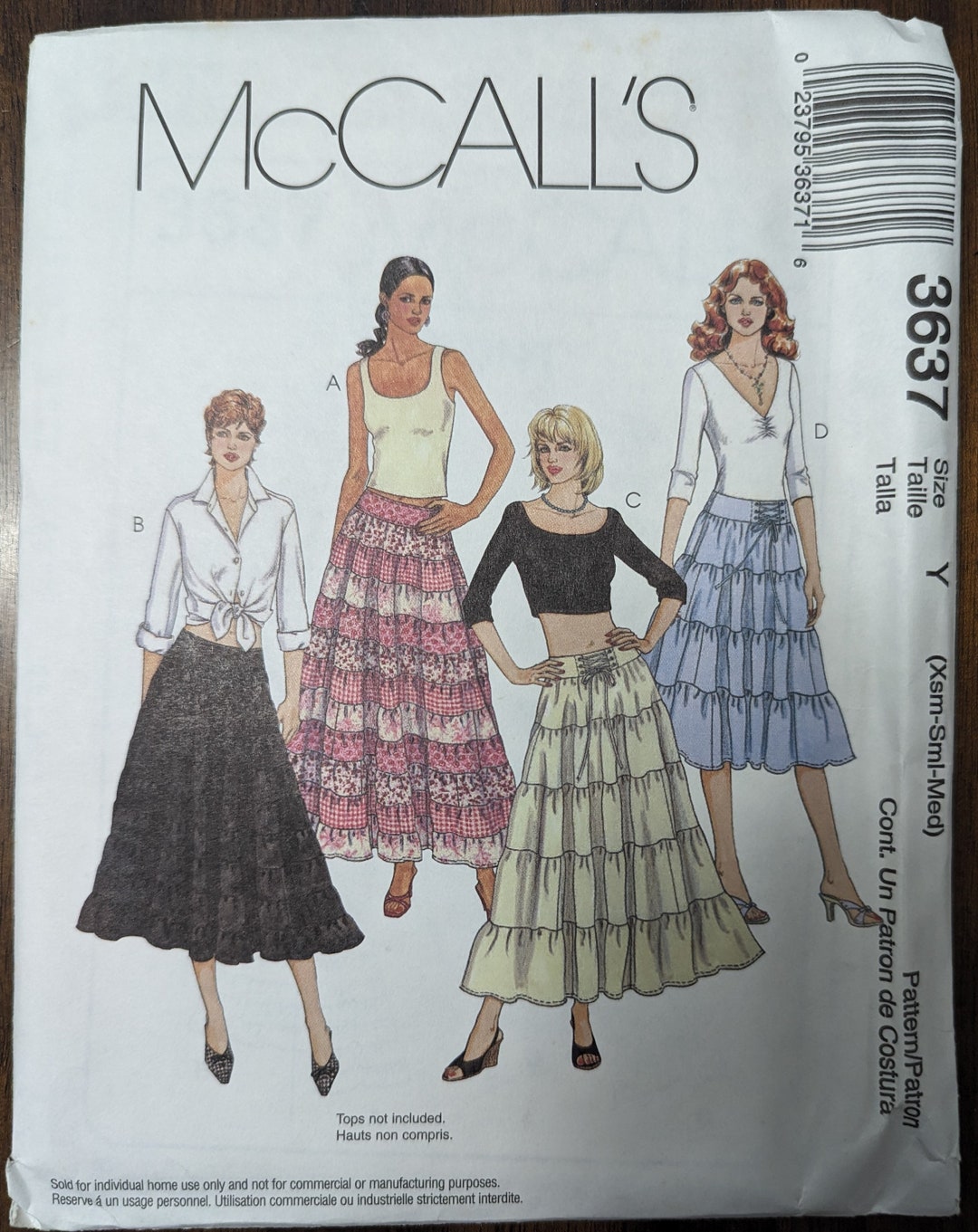 Uncut Mccall's Sewing Pattern 3637 for Misses' Skirts in 2 Lengths ...