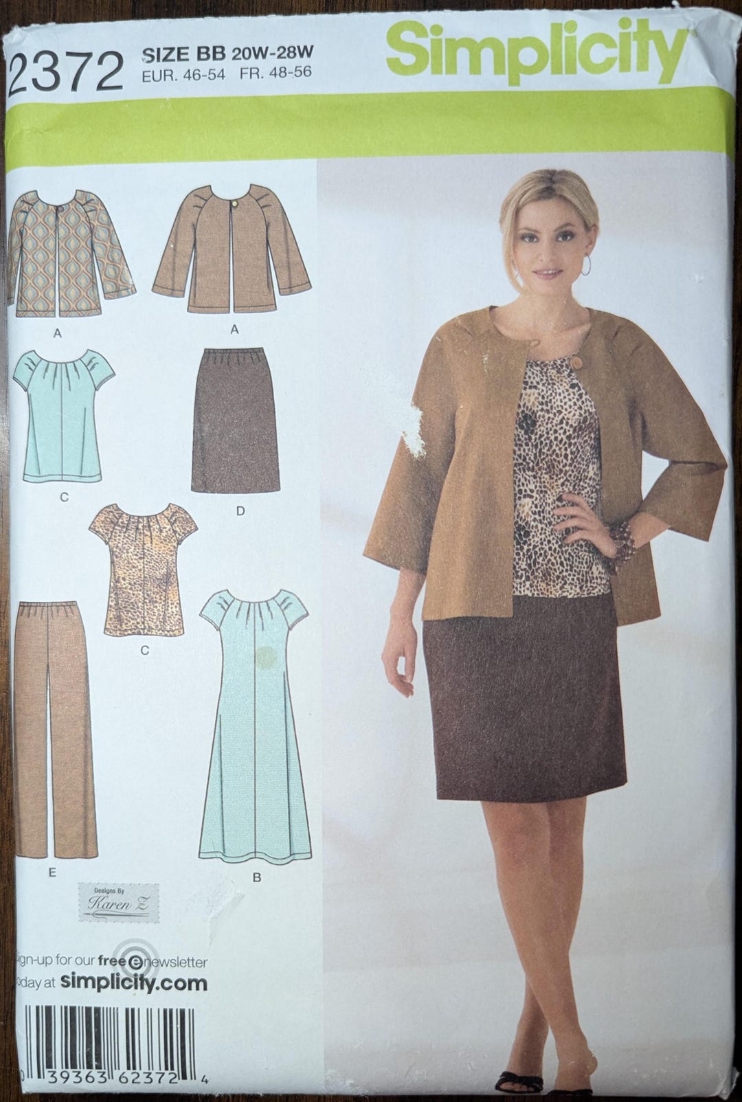 Uncut Simplicity Sewing Pattern #2372 for Women's Jacket, Dress or Top ...