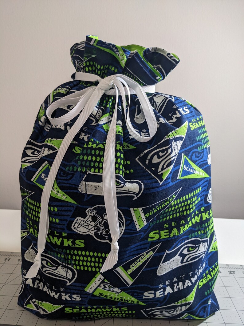 Eco Friendly Seattle Seahawks Lined Fabric Drawstring Gift Bags ...