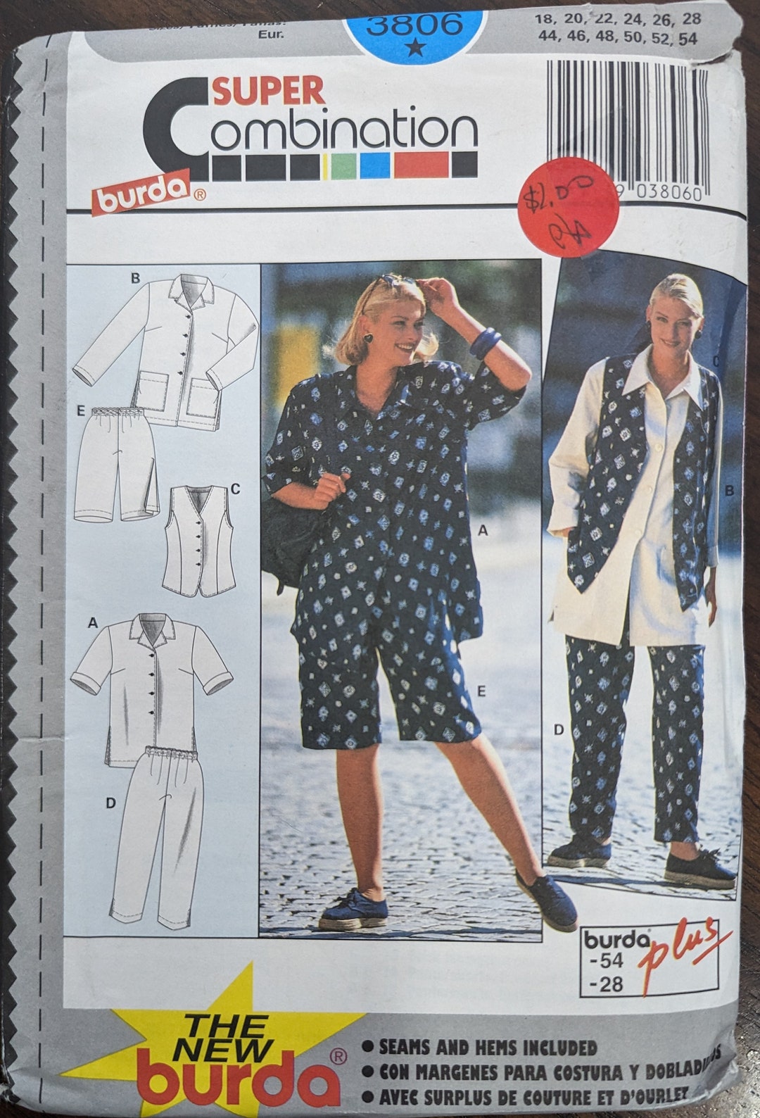 Uncut Burda Sewing Pattern #3806 for Misses' Plus Size Blouse, Pants ...