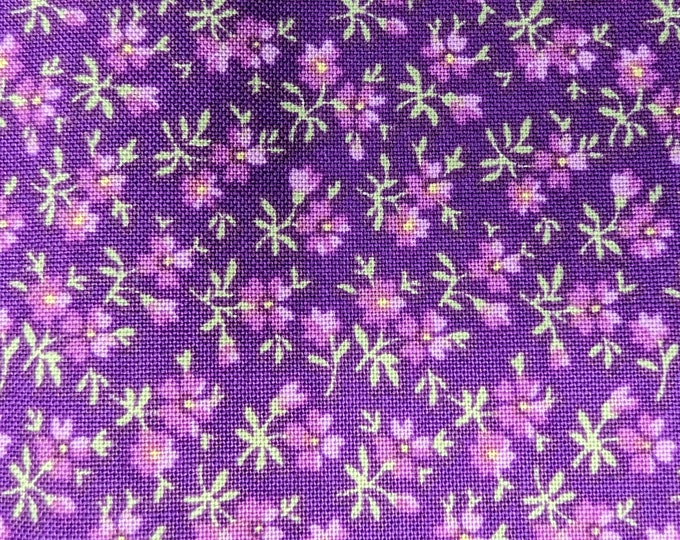100% Cotton Fabric by the Yard. Purple Micro Floral Pattern by Andover ...
