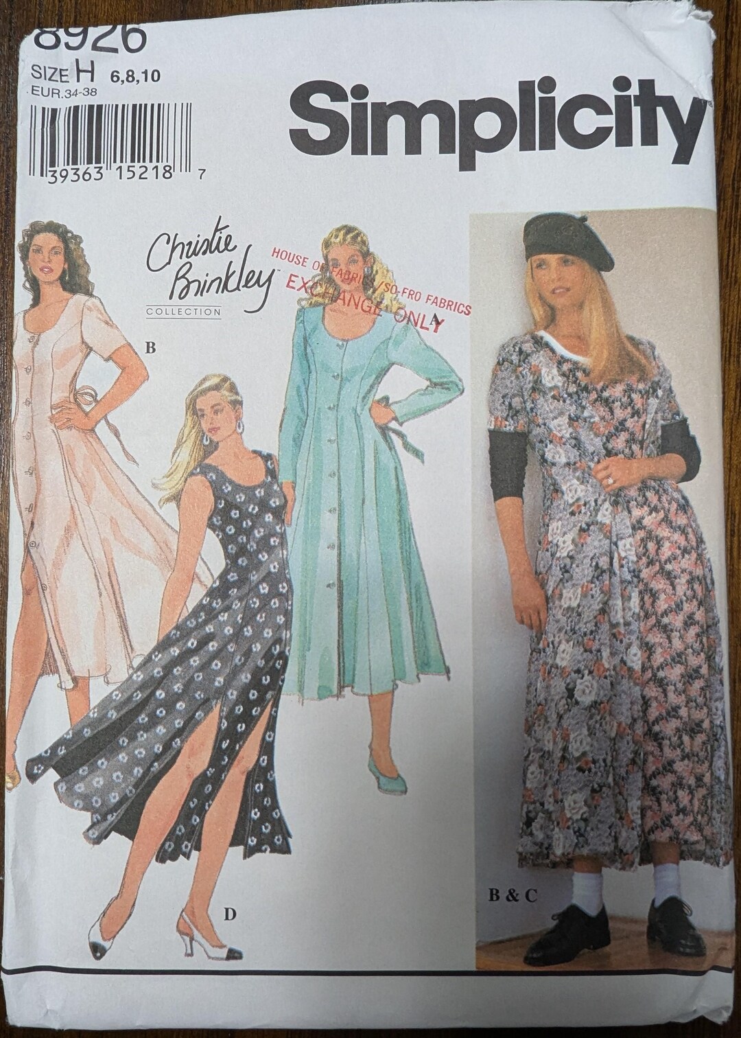 Uncut Simplicity Sewing Pattern #8926 for Misses' Dresses. Sizes 6, 8 ...