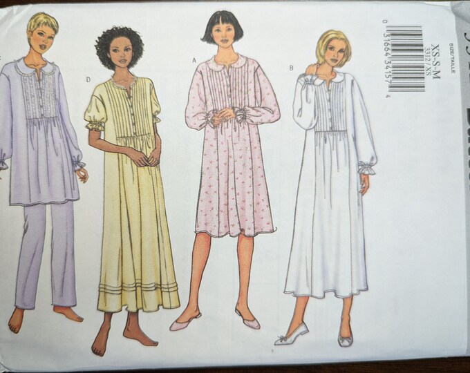 Uncut Butterick Sewing Pattern #3312 for Misses' Nightgowns or Top and ...