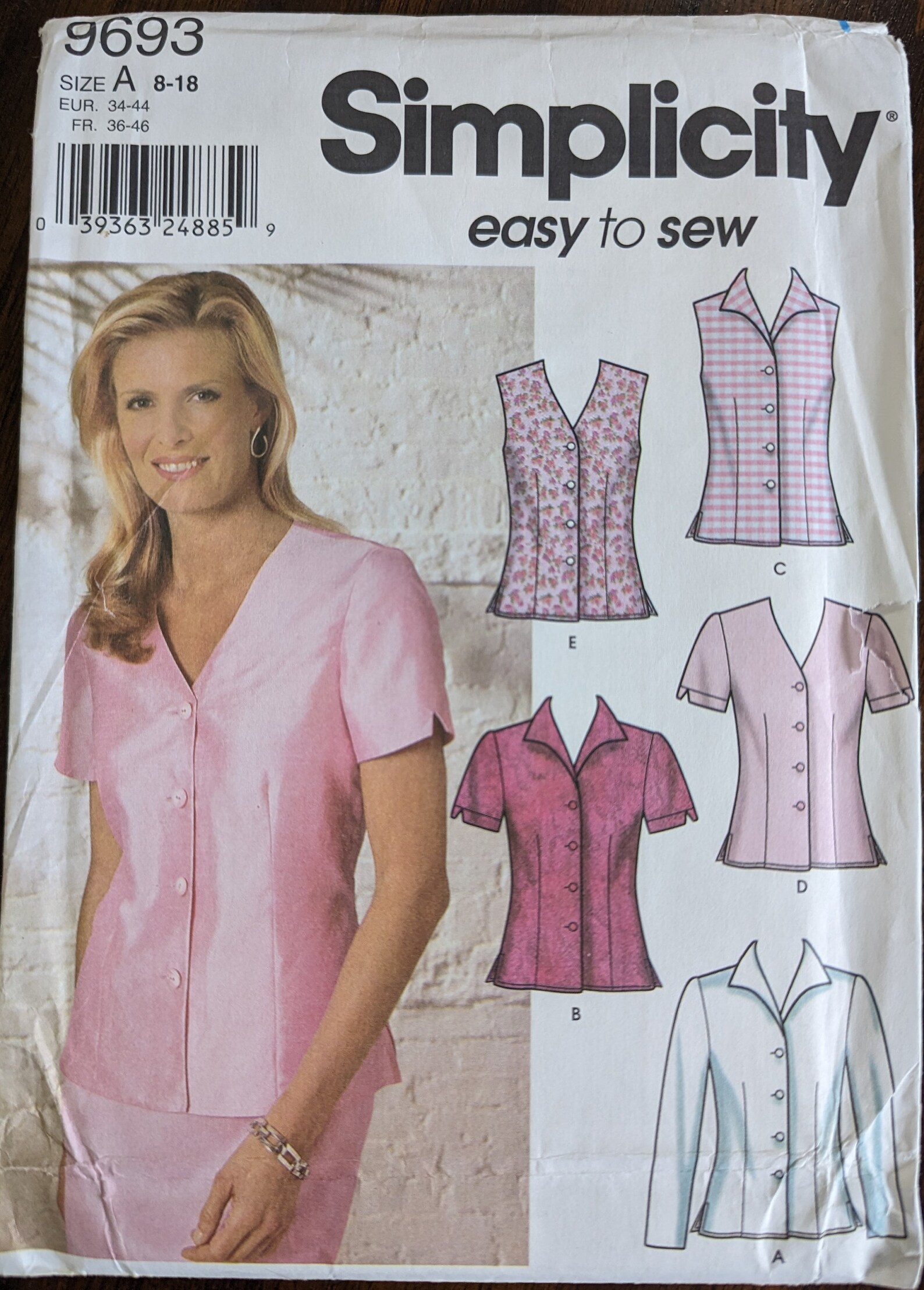 Uncut Simplicity Sewing Pattern 9693 for Misses' Blouses With ...