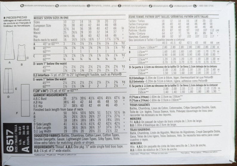 Uncut New Look Sewing Pattern 6517 for Misses' and Misses' Plus Size ...