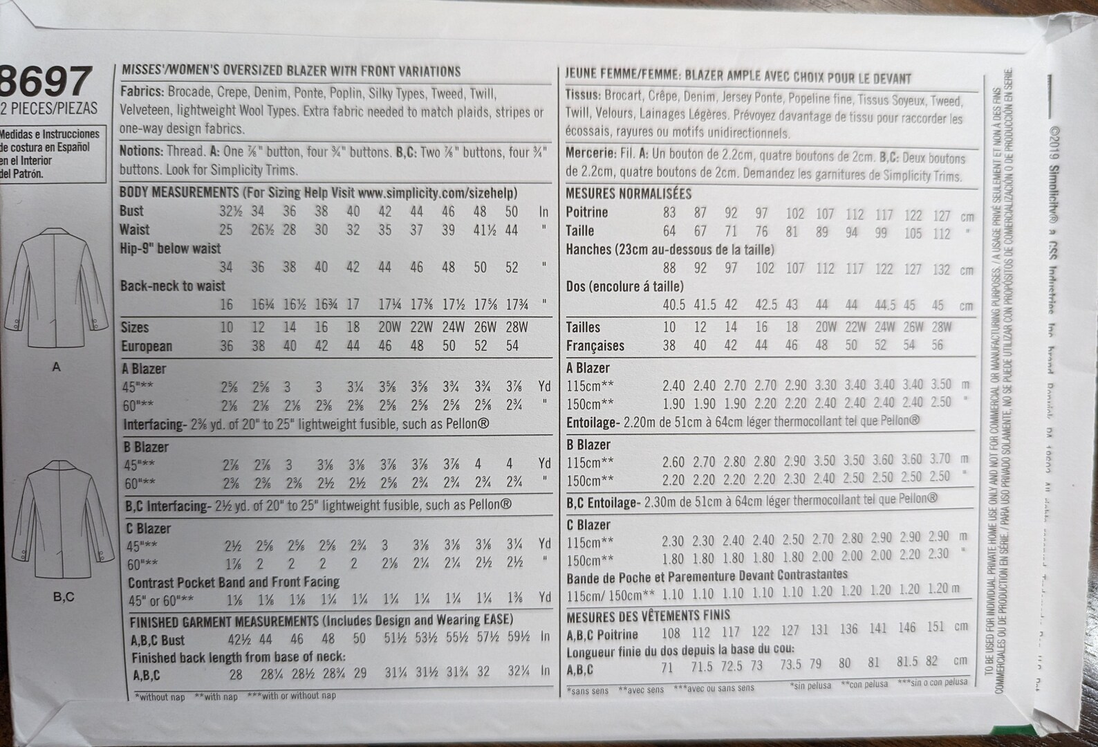 Uncut Simplicity Sewing Pattern 8697 for Misses and Misses' Plus Size ...