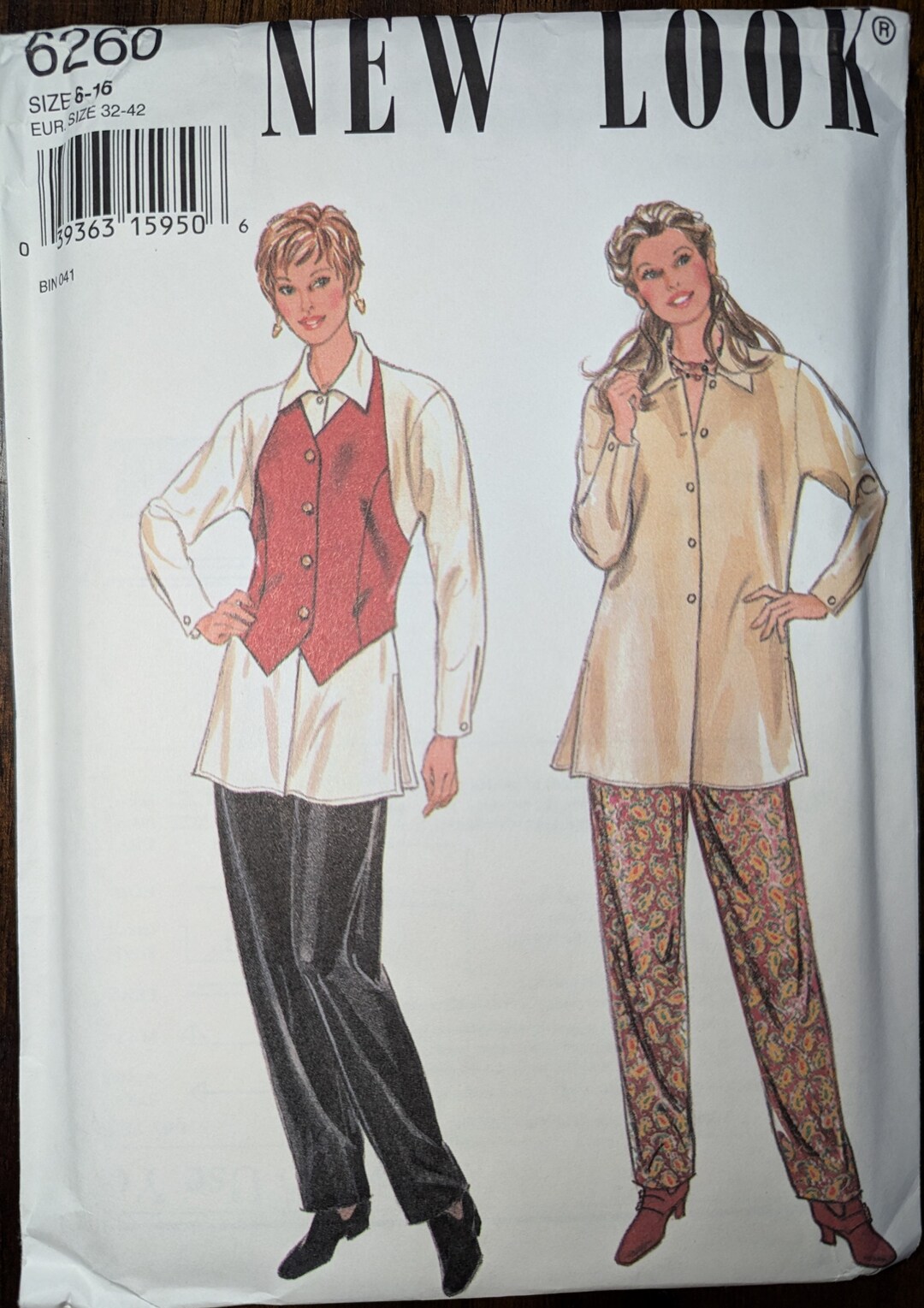 Uncut New Look Sewing Pattern #6260 for Misses' Shirt, Pants and Vest ...