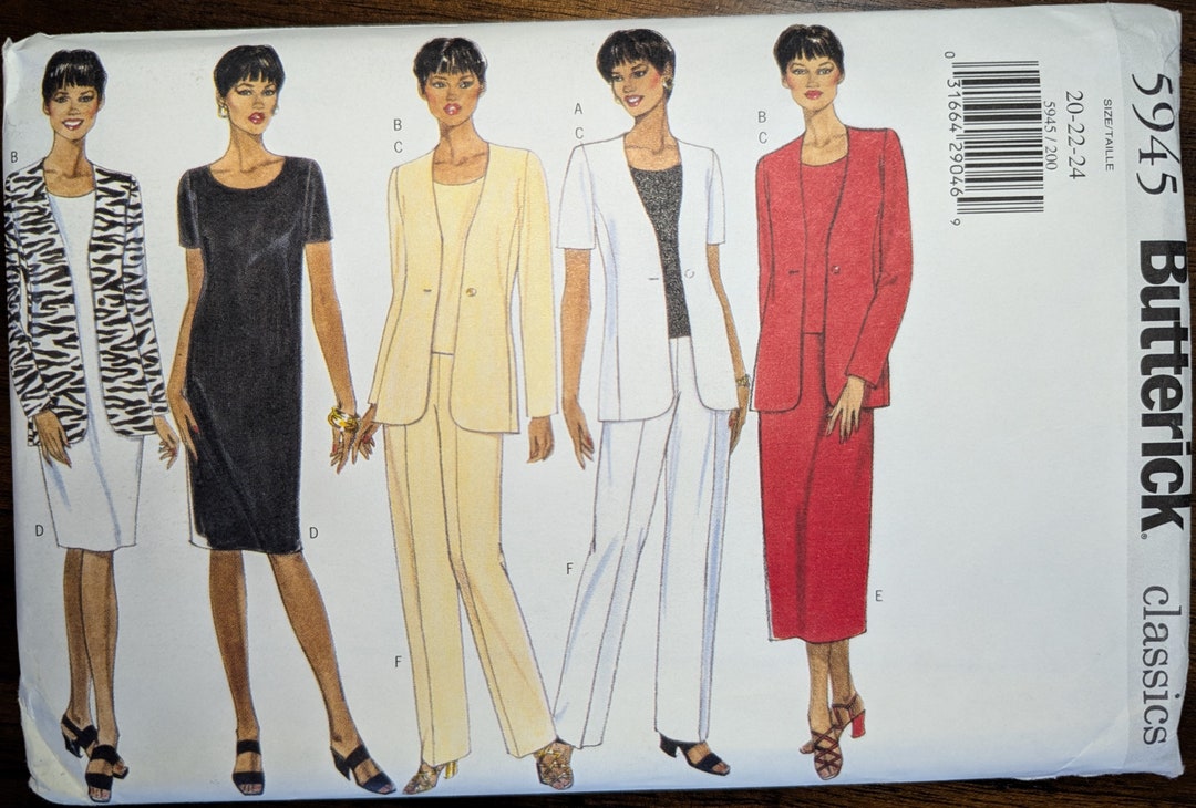 Uncut Butterick Sewing Pattern #5945 for Misses' Plus Size Jacket, Top ...
