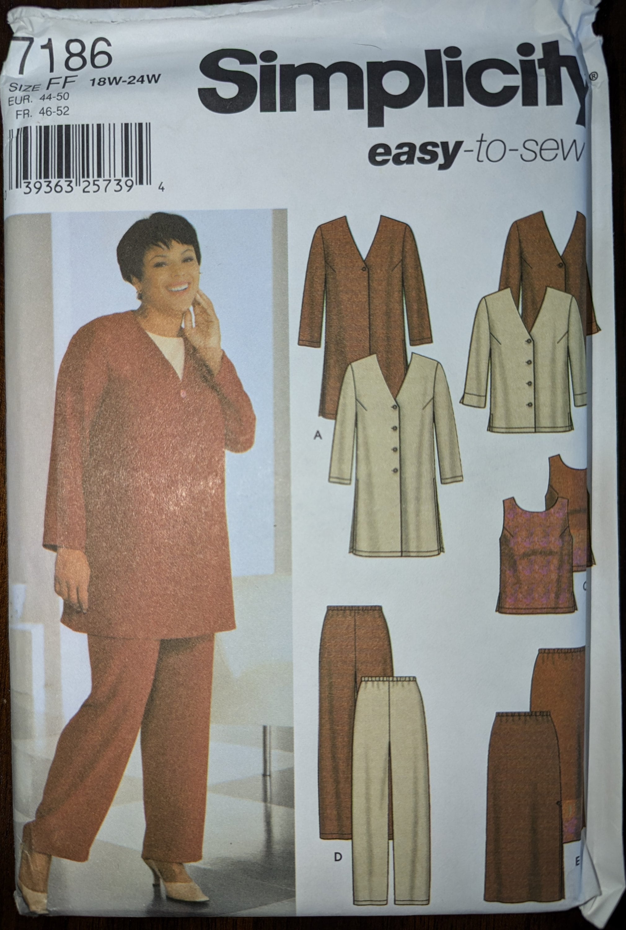 Uncut Simplicity Sewing Pattern #7186 for Women's Jacket in 2 Lengths ...