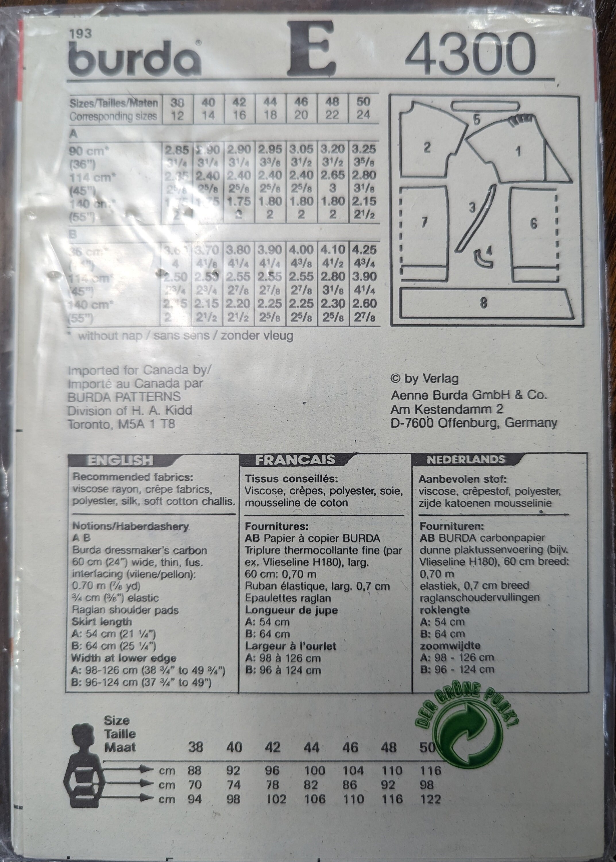 Uncut Burda Sewing Pattern 4300 for Misses and Misses' Plus Size Dress ...