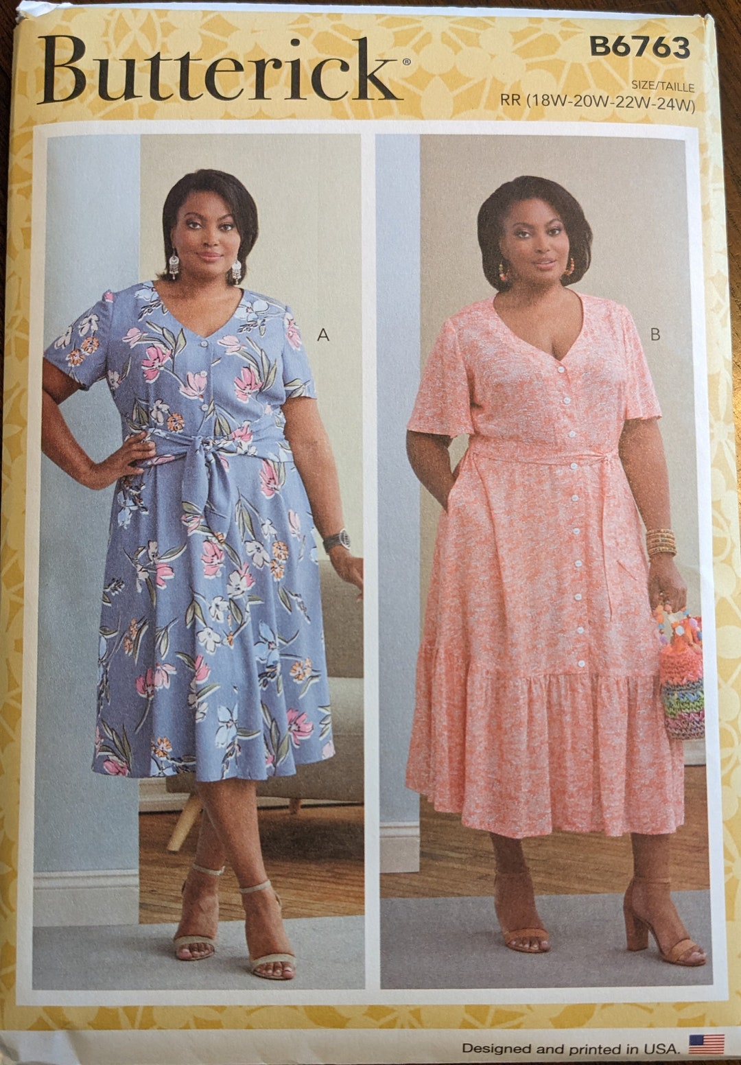 Uncut Butterick Sewing Pattern #B6763 for Women's Plus Size Dress in 2 ...