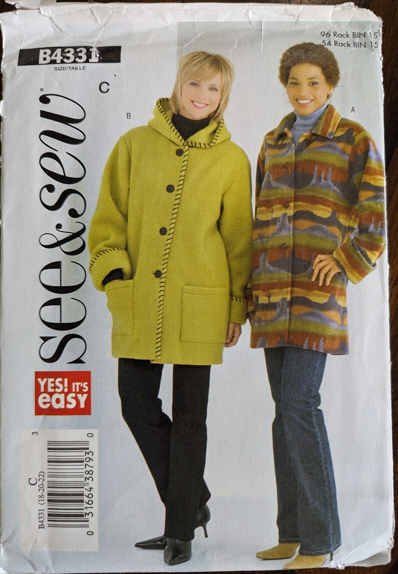 Uncut See & Sew Sewing Pattern B4331 for Misses' Plus Size Jacket With ...