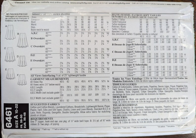 Uncut New Look Sewing Pattern #6461 for Misses and Misses' Plus Size ...