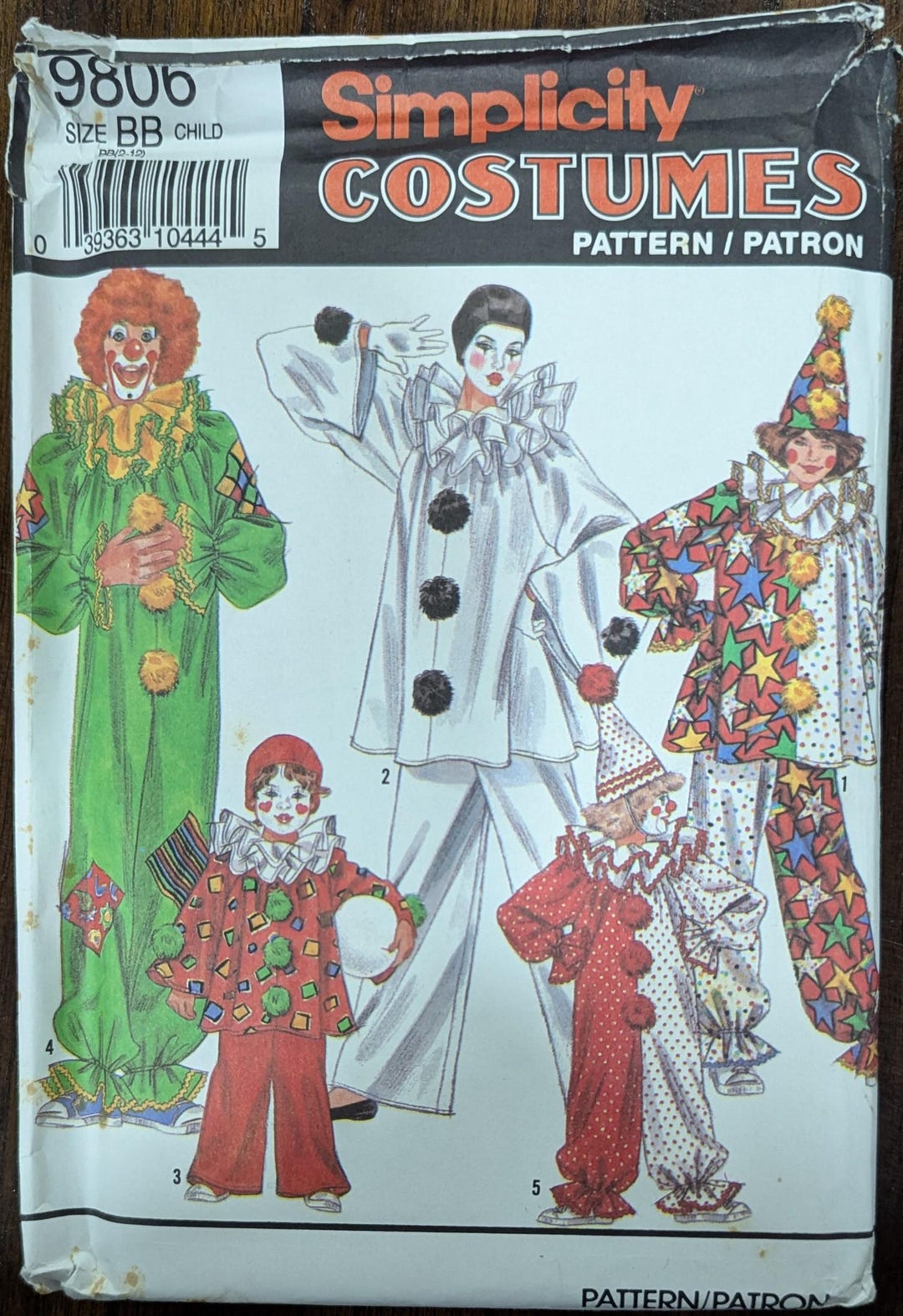 Uncut Simplicity Sewing Pattern #9806 for Boys and Girls' Clown ...